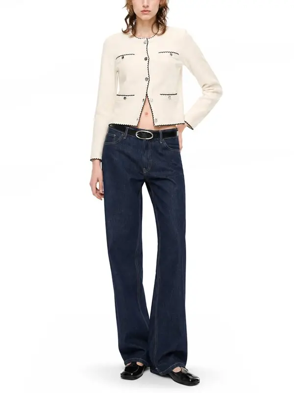 Tory Burch Kendra" Cardigan With Scalloped Trim - Ivory