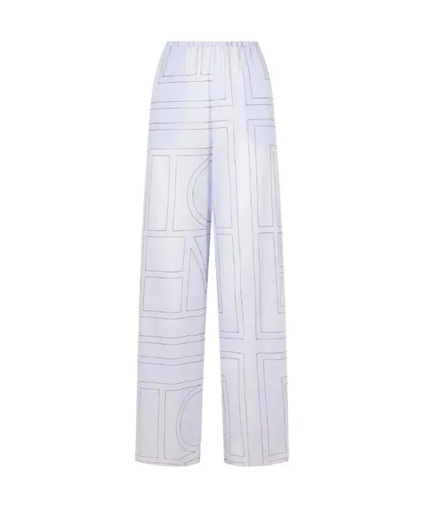TOTEME Embroidered Lyocell And Cotton-blend Wide-leg Pajama Pants