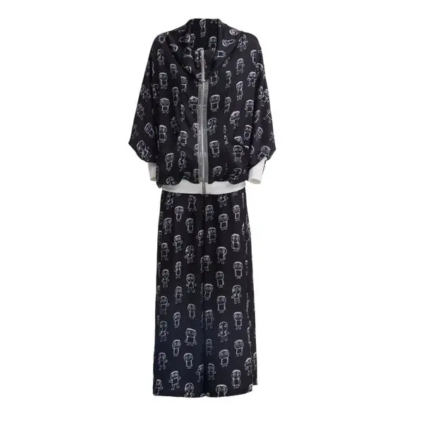 JULIA ALLERT Art Print Bomber Jacket And Wide-leg Palazzo Co-ord Set