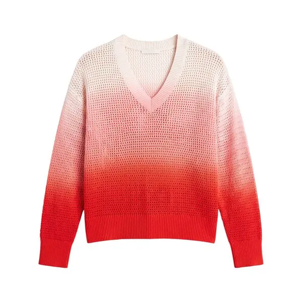 BRODIE CASHMERE Mesh Dip Dye V-neck Jumper