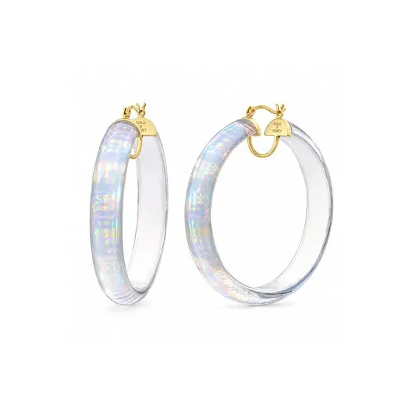 GOLD & HONEY Large Lucite Iridescent Hoops