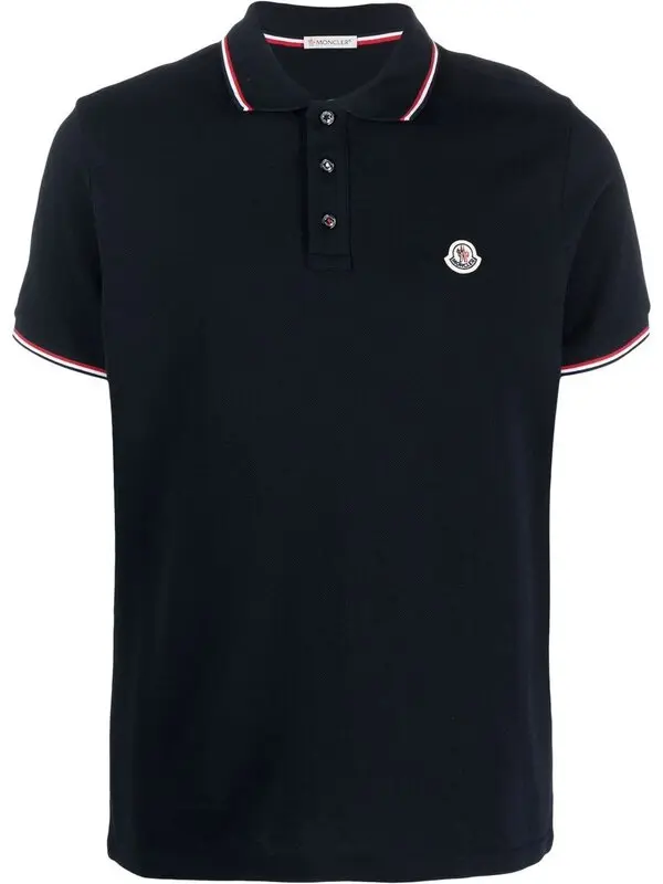 Moncler Logo Cotton Polo Shirt - Blue