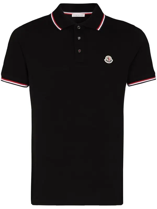 Moncler Logo Cotton Polo Shirt - Black