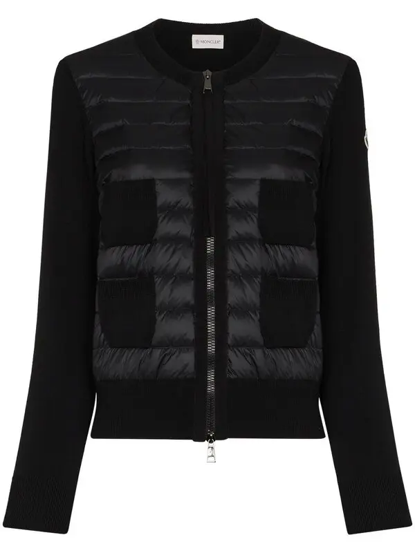 Moncler Wool And Nylon Padded Cardigan - Black