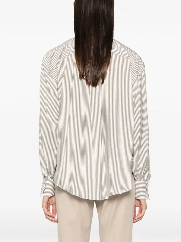 Brunello Cucinelli Striped Silk Shirt - White