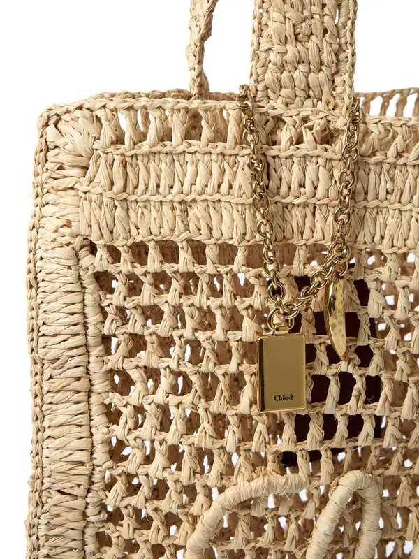 Chloé Summer Banana Raffia Tote Bag