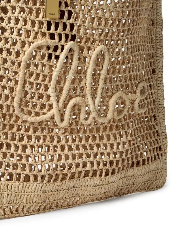 Chloé Summer Banana Raffia Tote Bag