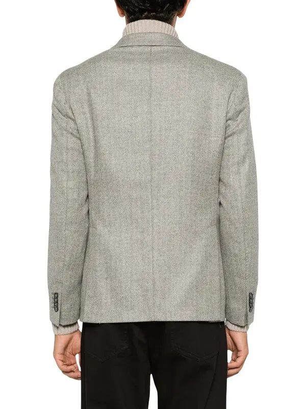 LUIGI BIANCHI Herringbone-pattern Single-breasted Blazer