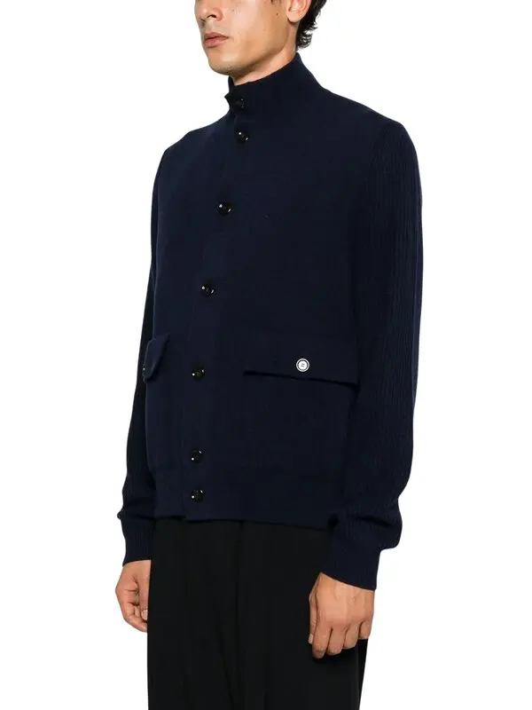 LARDINI Ribbed-knit Panelled Jacket