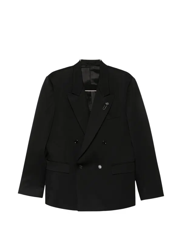 LARDINI Double-breasted Peak-lapel Blazer - Black