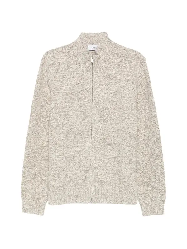 LARDINI Zip-up Marl-knit Cardigan