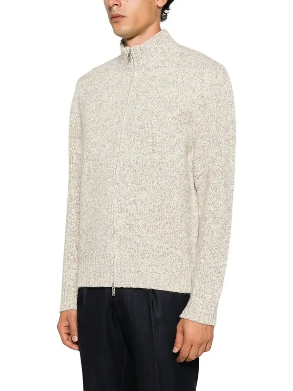 LARDINI Zip-up Marl-knit Cardigan