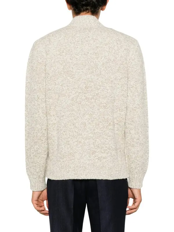 LARDINI Zip-up Marl-knit Cardigan