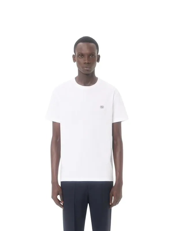 Valentino Garavani Cotton T-shirt With Vlogo Embroidery
