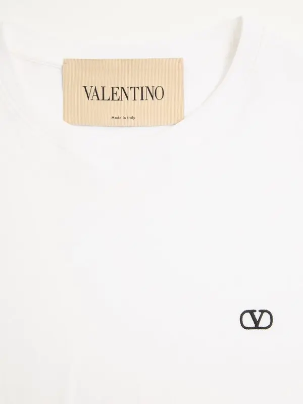 Valentino Garavani Cotton T-shirt With Vlogo Embroidery