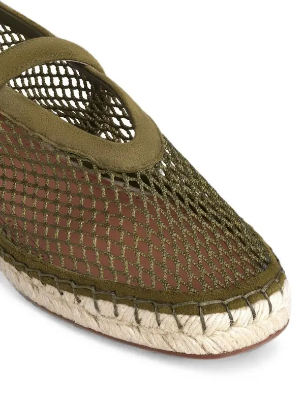 Alaïa Net And Suede Leather Buckled Espadrilles - Green