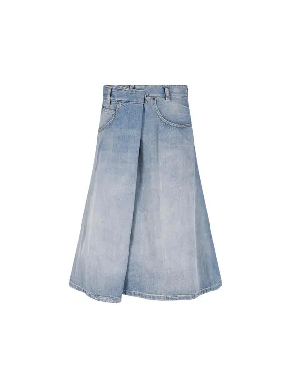 MAISON MARGIELA Denim Wrap Midi Skirt - Blue