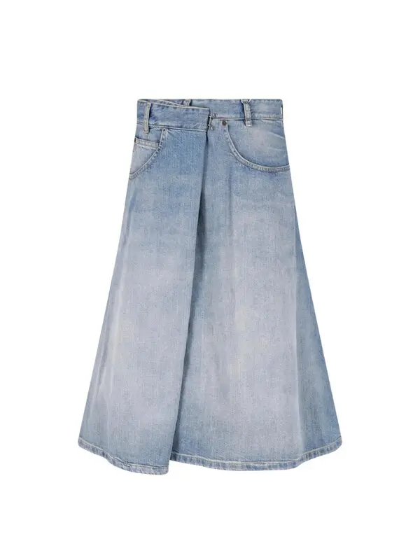 MAISON MARGIELA Asymmetrical Denim Midi Skirt - Blue