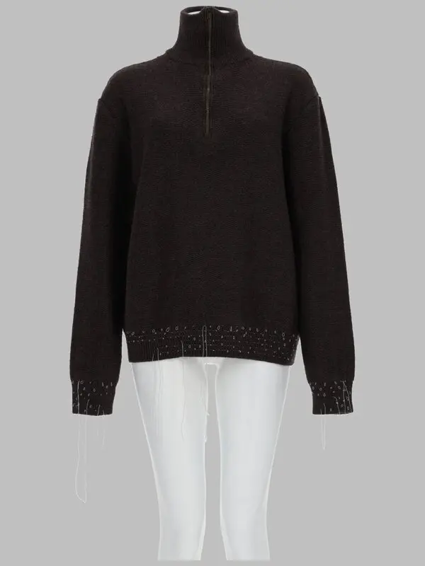 MAISON MARGIELA Wool Blend Half-zip Turtleneck Sweater