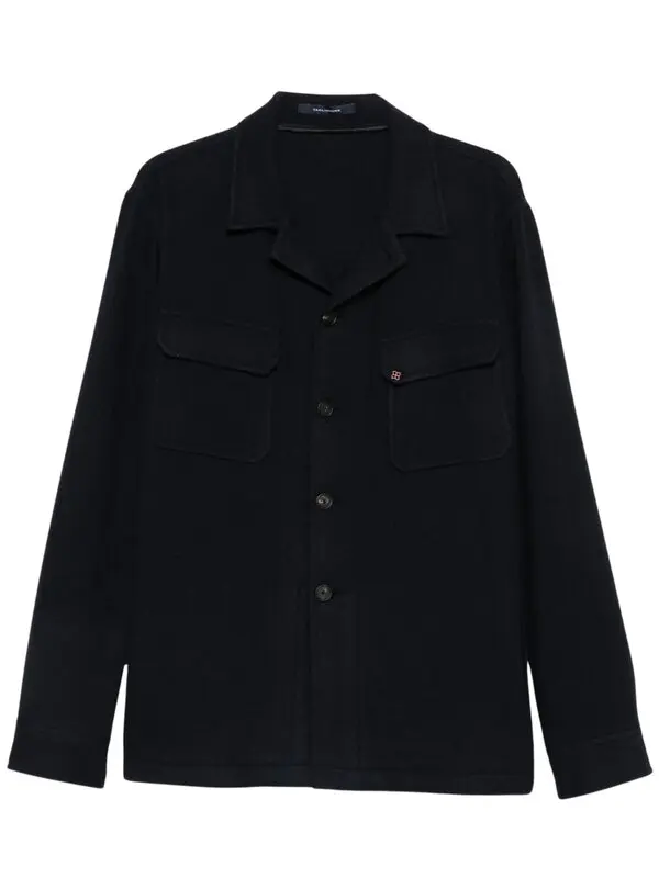 Tagliatore Wool-blend Shirt Jacket With Patch Pockets - Navy