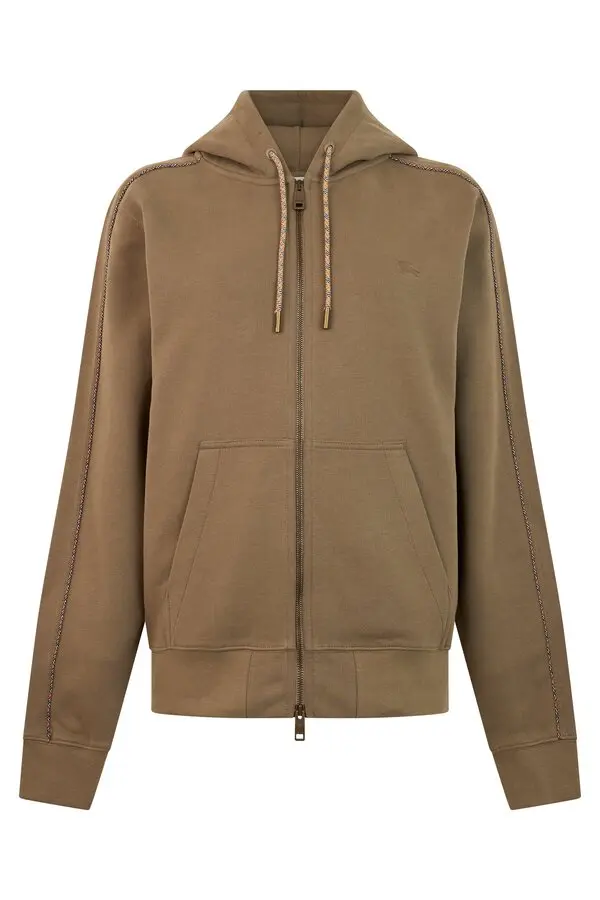Burberry Style Zip Hoodie With Practical Pockets