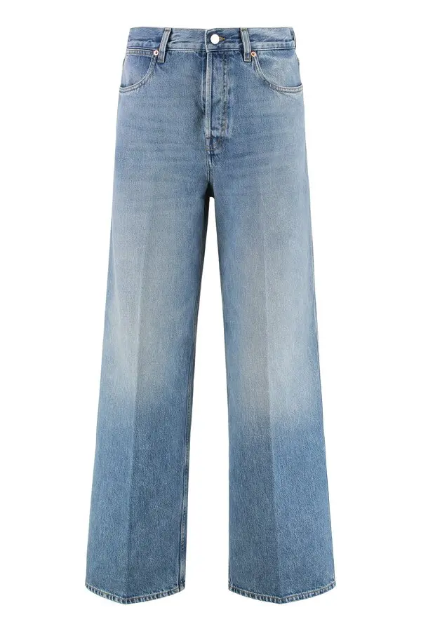 Gucci Wide-leg Jeans With Back Leather Logo Tag