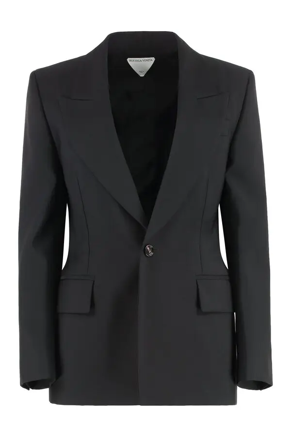 Bottega Veneta Stretch Wool Blazer With Lapel Collar