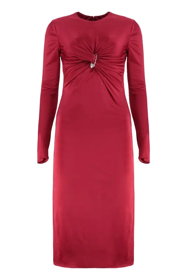 Versace Gathered Front T-shirt Dress With Decorative Brooch