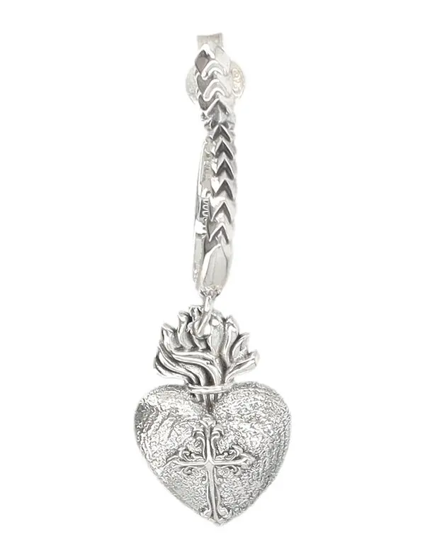 Emanuele Bicocchi Heart Pendant Drop Earring - Argento