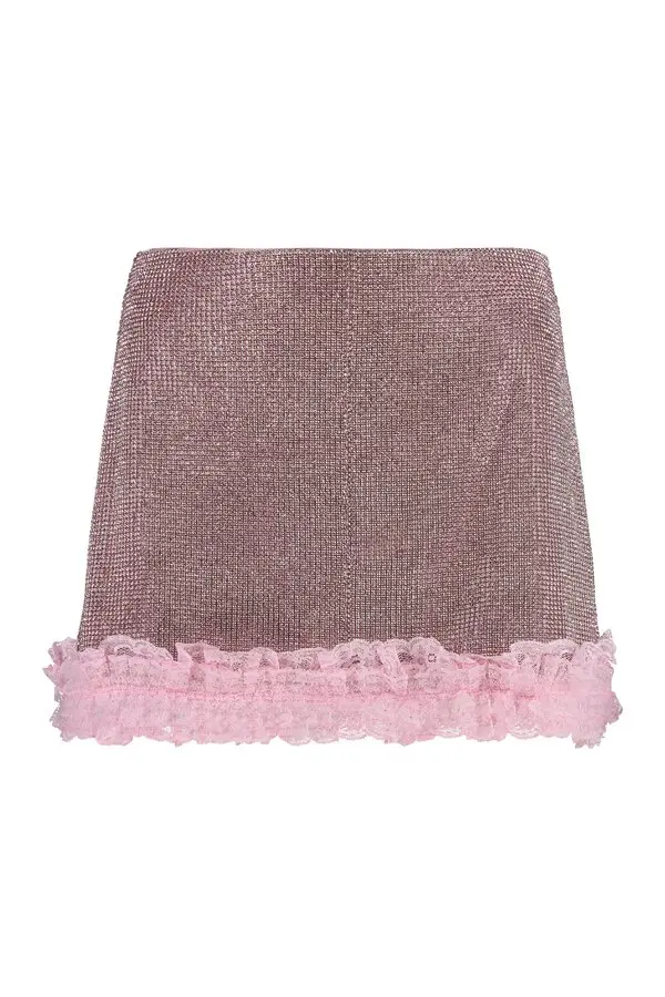 SELF-PORTRAIT X Christopher Kane Embellished Mini Skirt With Lace Trimming
