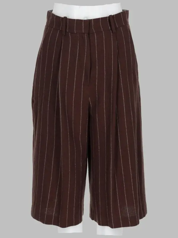 ALYSI Pinstriped High-waist Pleated Shorts
