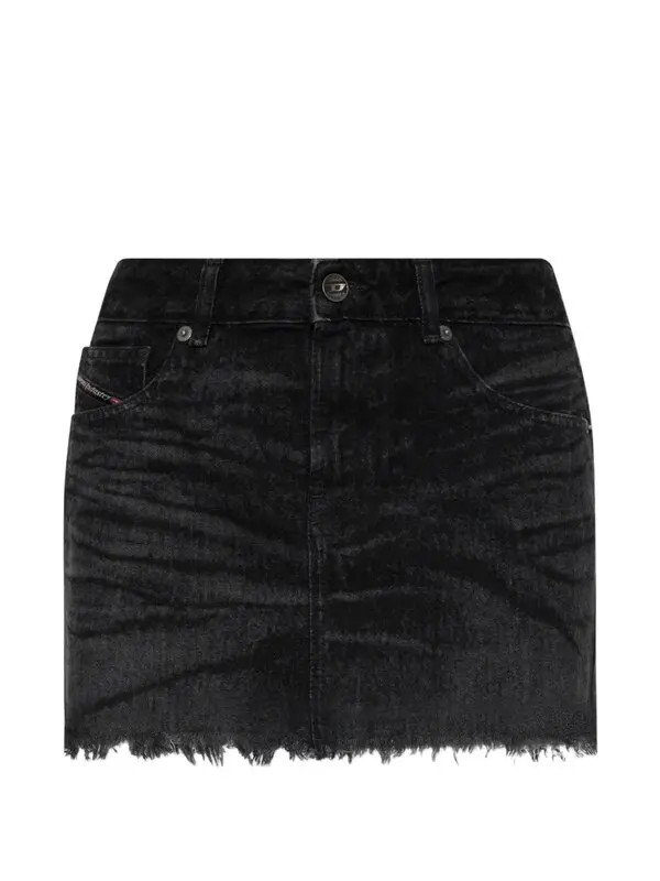 DIESEL® Denim Mini Skirt With Side Pockets And Frayed Hem - Nero