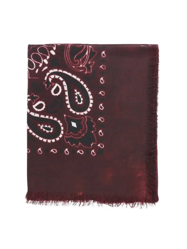 Destin Fringed Paisley Scarf - Red