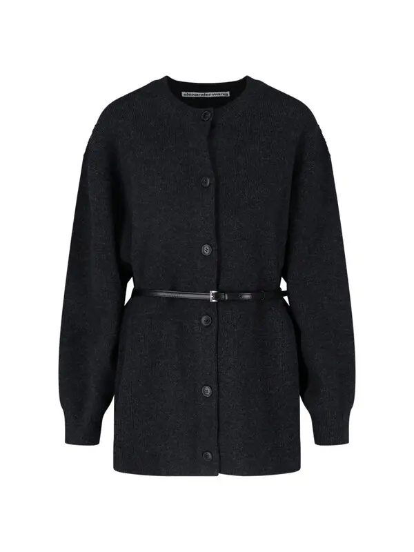 Alexander Wang Belted Wool Blend Cardigan - Grey