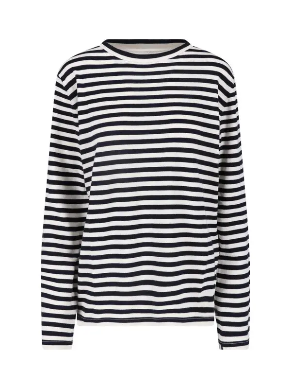Extreme Cashmere Striped Cotton-cashmere Crewneck Sweater
