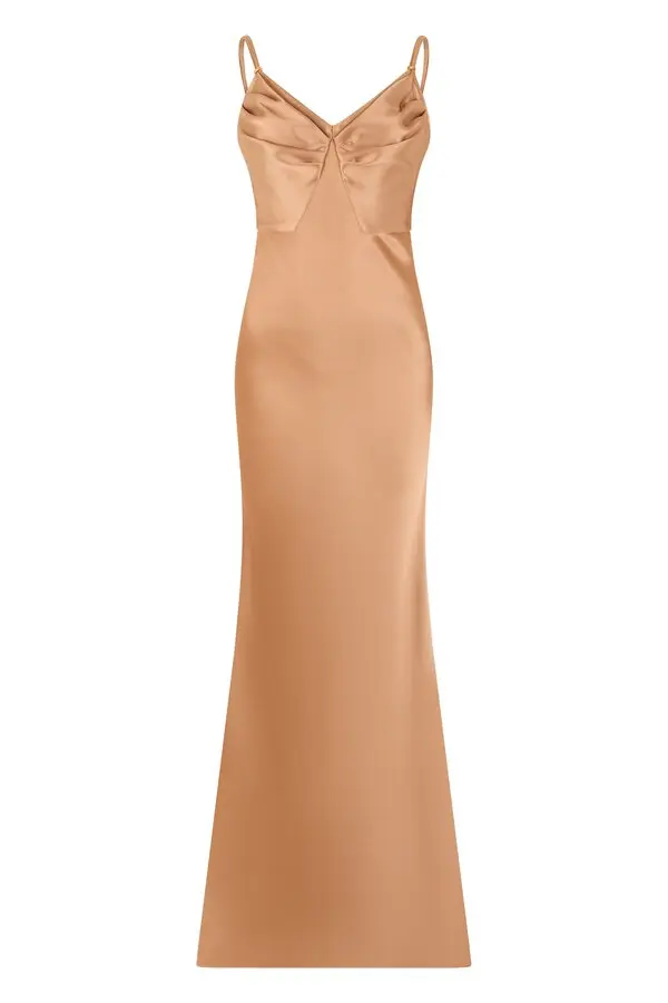 Elisabetta Franchi No-long V-neck Maxi Dress With Thin Straps