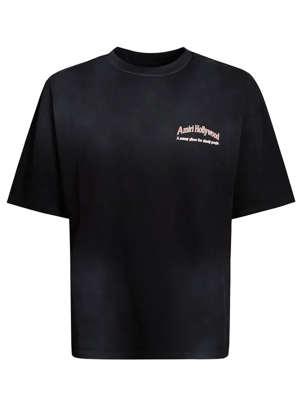 Amiri Oversized Cotton T-shirt With Chest And Back Print - Nero