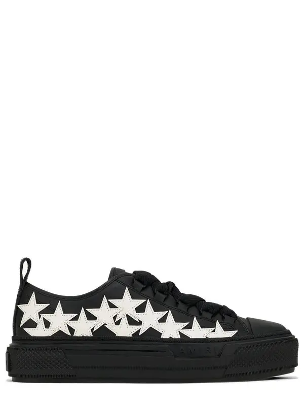 Amiri Sneaker With Molded Rubber Sole And Leather Star Appliqués - Nero
