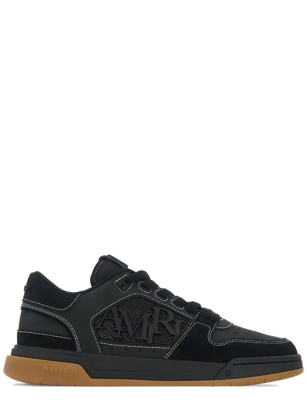 Amiri Leather Sneaker With Rubber Sole, Perforated Details & Logo Accents - Nero