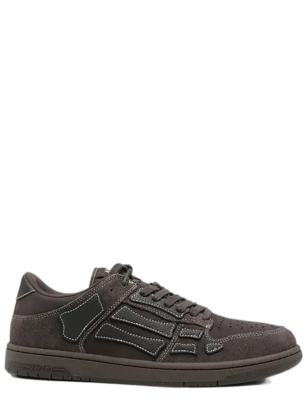 Amiri Suede Sneakers With Bone Appliqués - Marrone