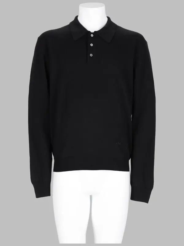 A.p.c. Virgin Wool Long Sleeve Polo Sweater