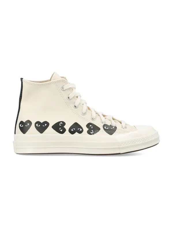CONVERSE X COMME DES GARONS PLAY Heart Print High-top Canvas Sneakers - Bianco