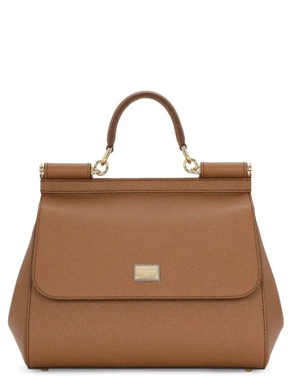 Dolce & Gabbana Sicily Large Leather Handbag 21cm X 26cm X 12cm - Brown