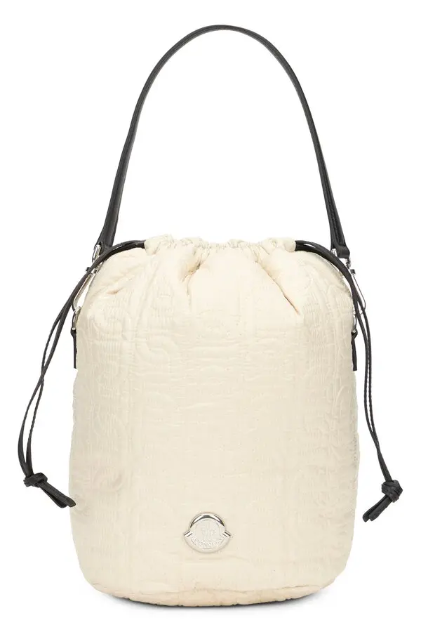 Moncler Quilted Mini Cylinder Handbag With Drawstring Closure