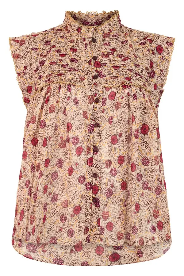 MARANT ETOILE Lightweight Floral Button-front Short-sleeve Shirt - Beige
