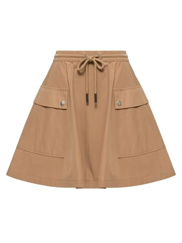 Moncler Cargo Mini Skirt With Logo Patch - Beige