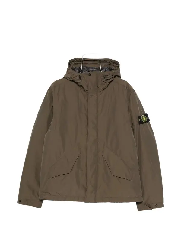 Stone Island Zip And Button Utility Jacket With Side Pockets