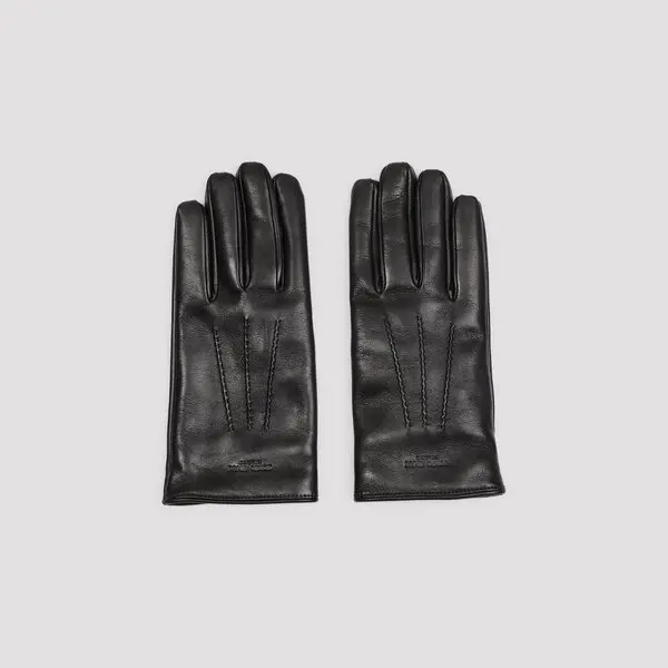 Giorgio Armani Lamb Leather Gloves - Black