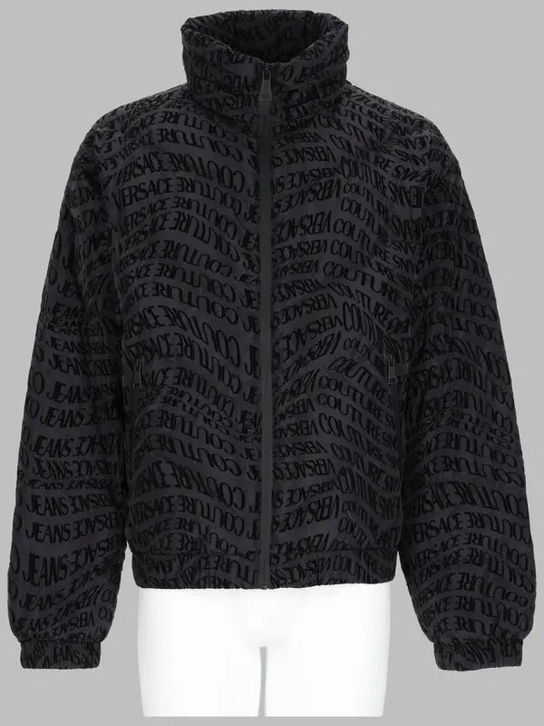 Versace Logo Print Quilted Puffer Jacket