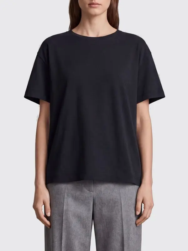 TOTEME Crewneck Organic Cotton T-shirt With Dropped Shoulders - Black